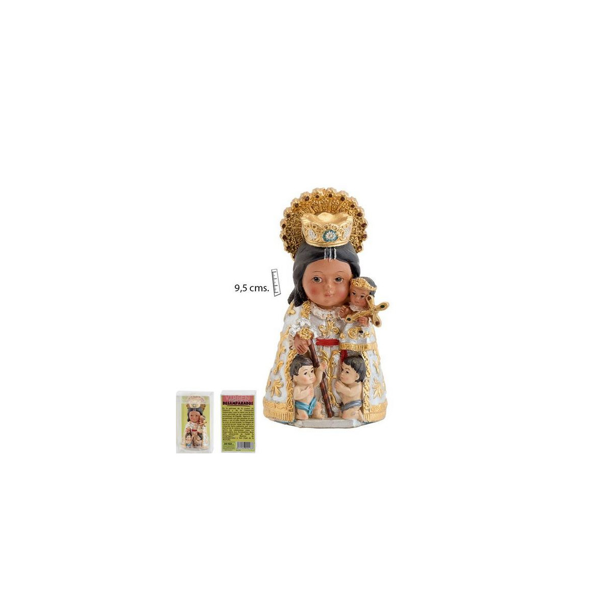 Virgen de los Desamparados en resina 10cm, pintada a mano.