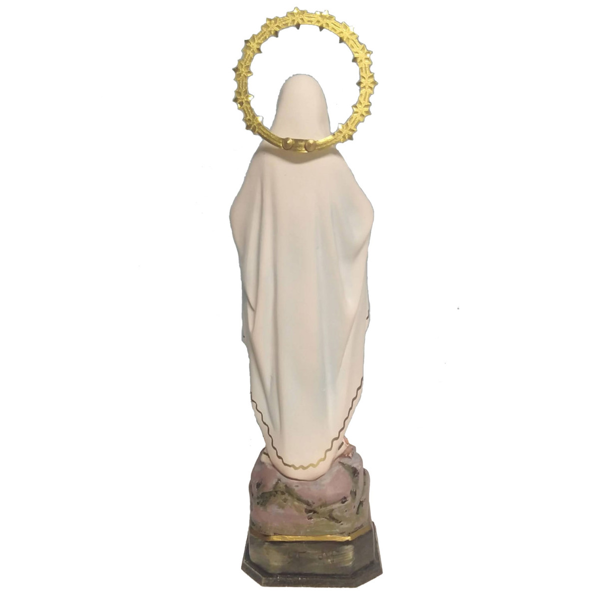 Figura de la Virgen de Lourdes en pasta de madera con ojos de cristal ...